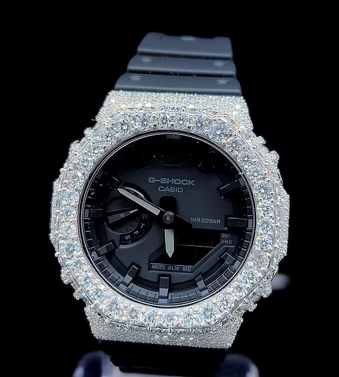 Iced Out VVS Moissanite Watch: G-shock Watch, Custom Bust Down Casio ...