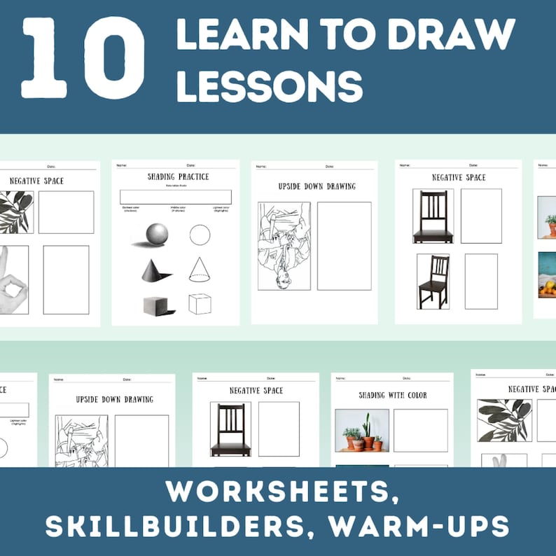 10 Learn-to-draw and Shade Lessons | Skill Builder Bundle for Beginners ...