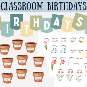 Editable Cottagecore Garden Plants Classroom Birthday Display | Flower ...