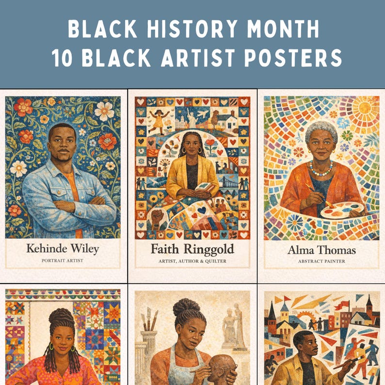 Black History Month Black Artists Poster Set | Diverse Artists Art ...