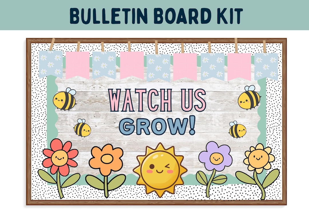 Watch Us Grow Bulletin Board Kit Spring Classroom Decor Growth Theme ...