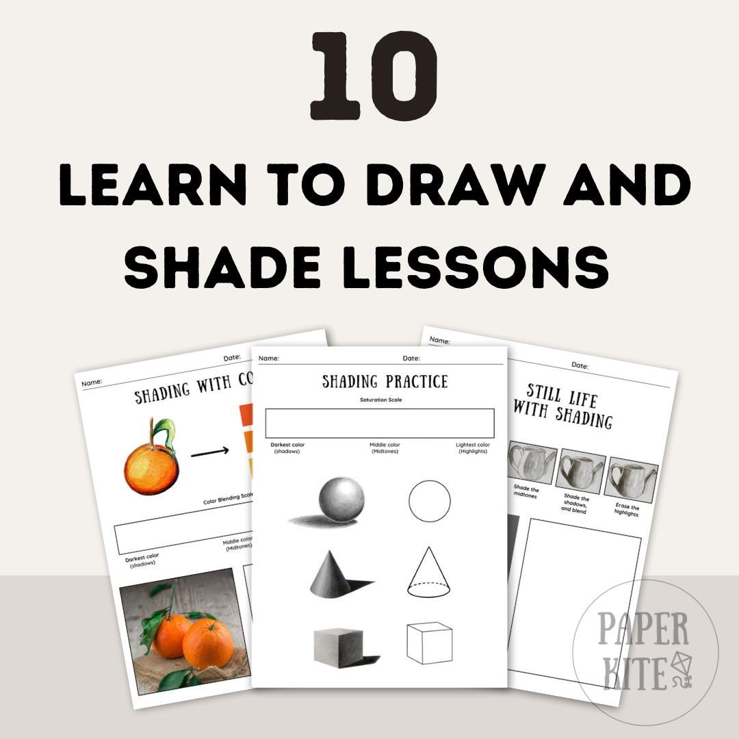 10 Learn-to-draw and Shade Lessons | Skill Builder Bundle for Beginners ...