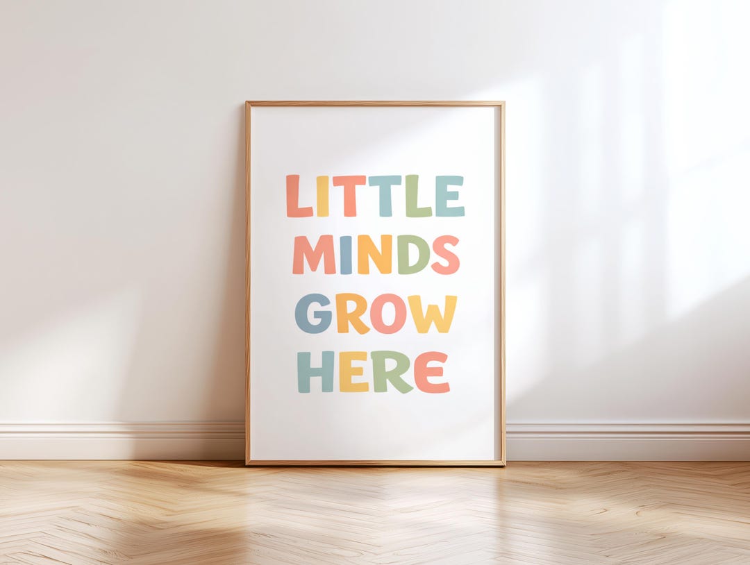 Little Minds Grow Here Poster Muted Rainbow Classroom Decor Growth ...