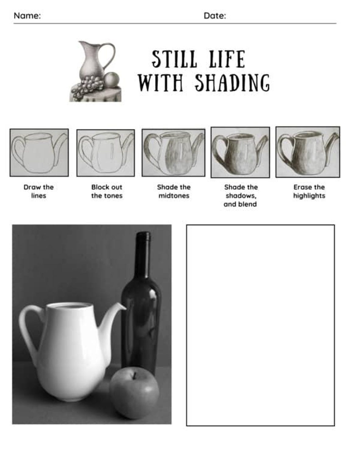 Shading Worksheets Bundle | 10 Mini Lessons Drawing, Shading, Value ...