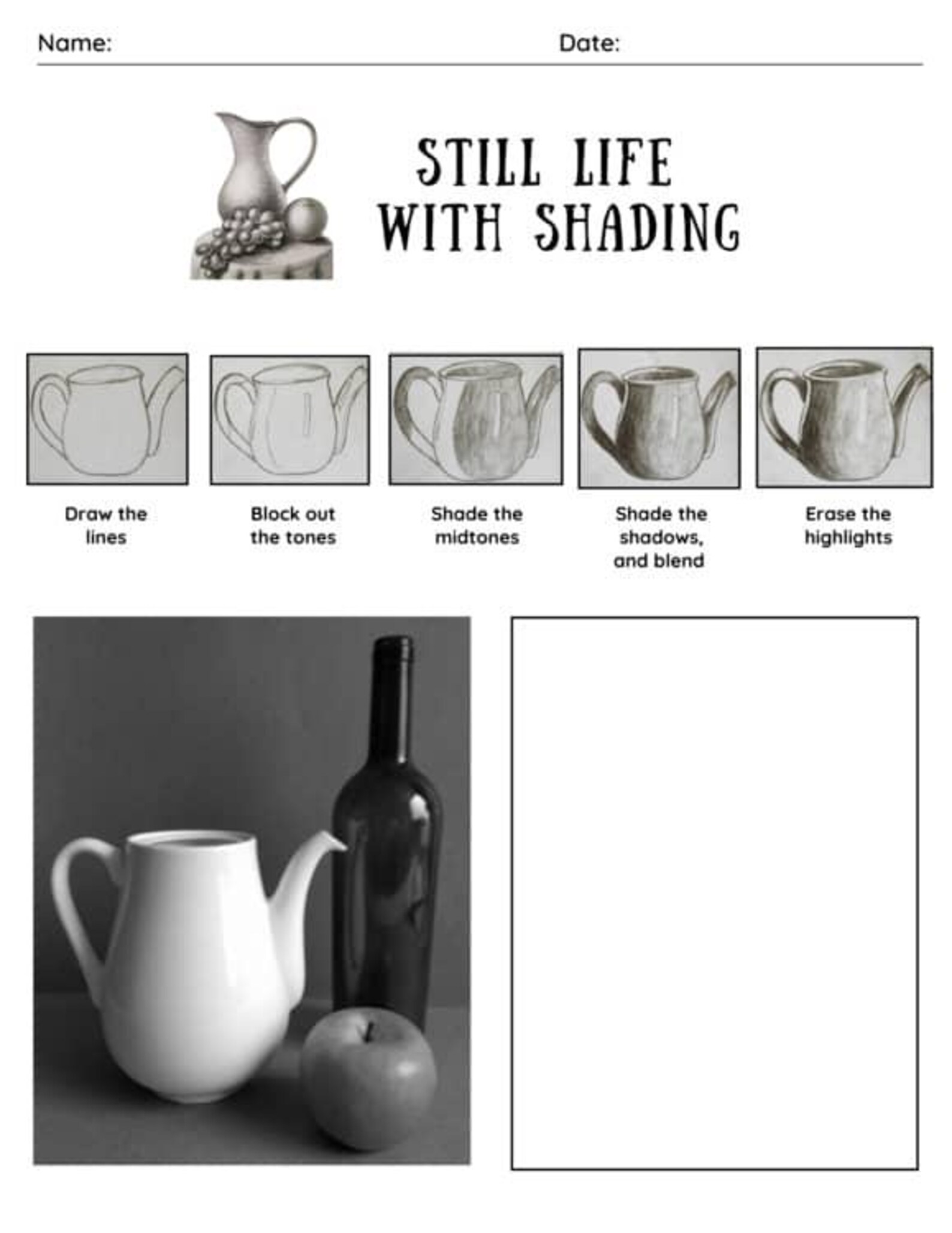 Shading Worksheets Bundle | 10 Mini Lessons Drawing, Shading, Value ...