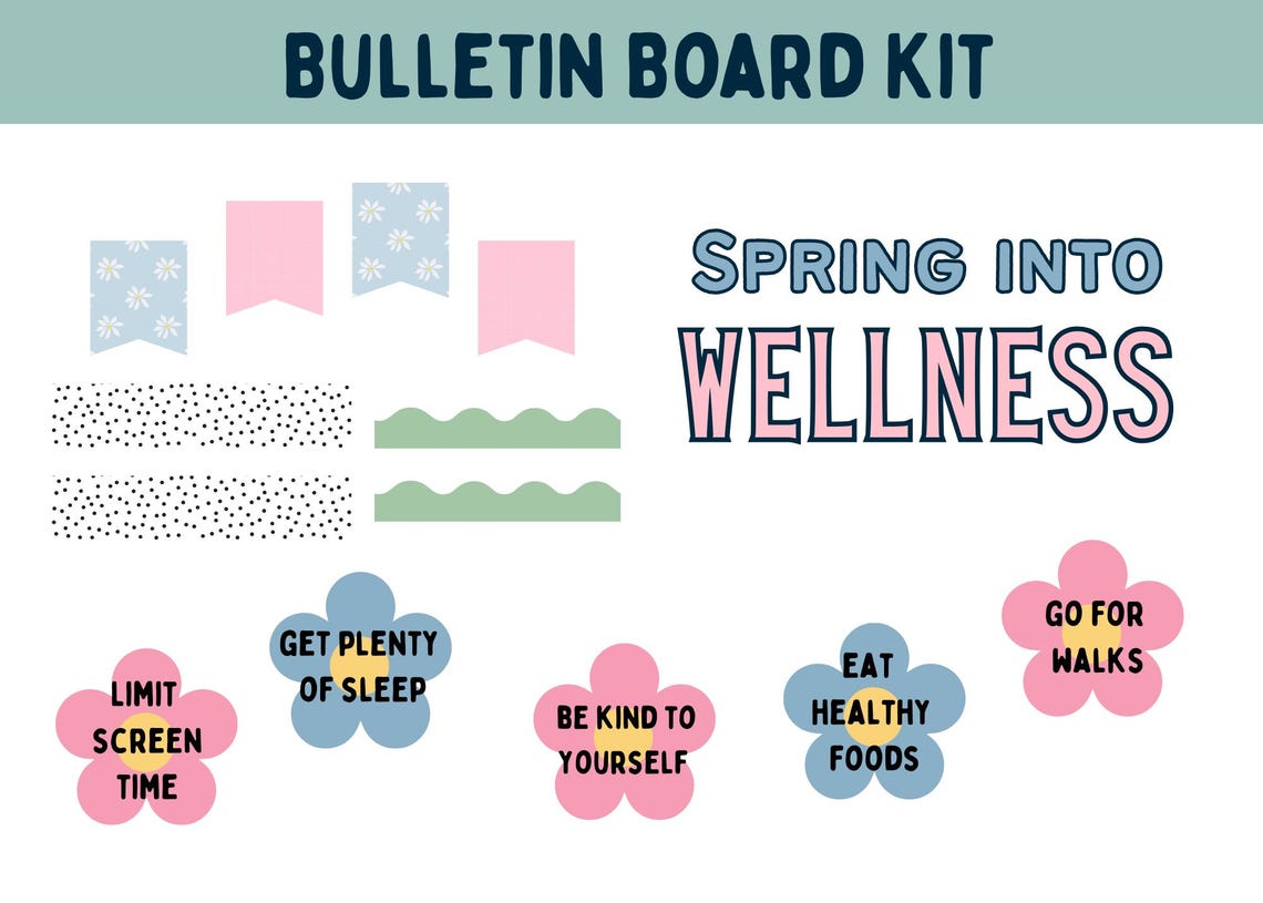 Spring Into Wellness Bulletin Board Kit Health SEL Classroom Decor ...