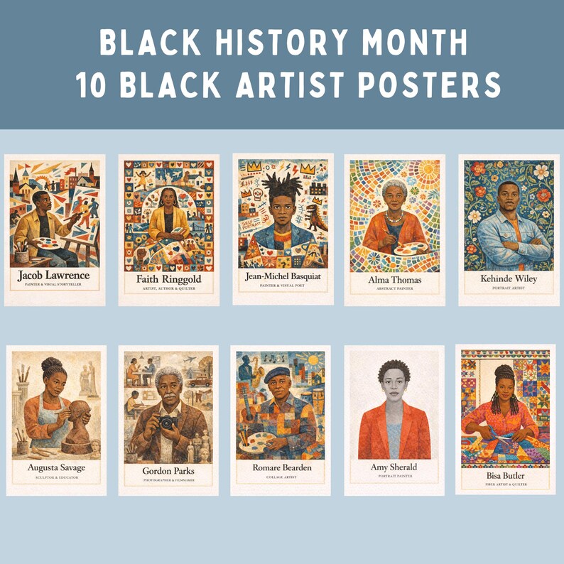 Black History Month Black Artists Poster Set | Diverse Artists Art ...