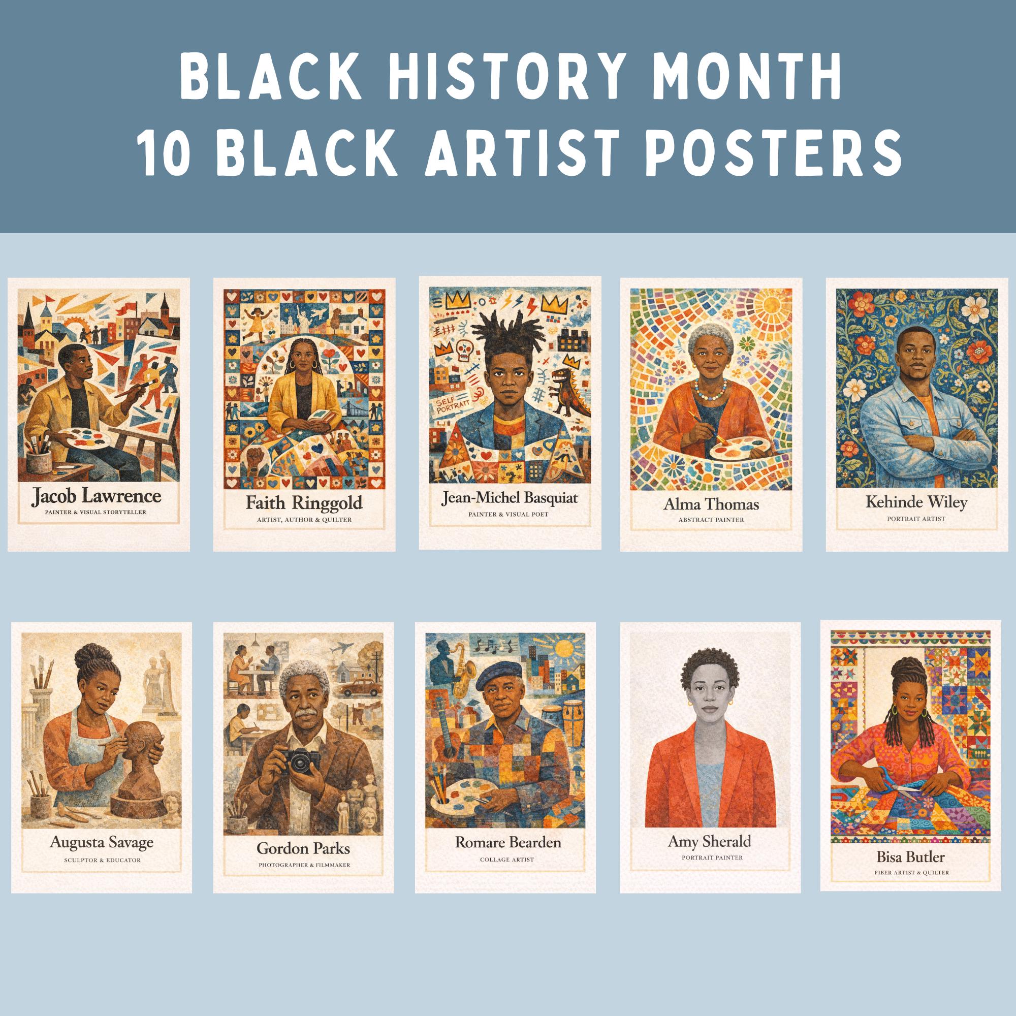Black History Month Black Artists Poster Set | Diverse Artists Art ...