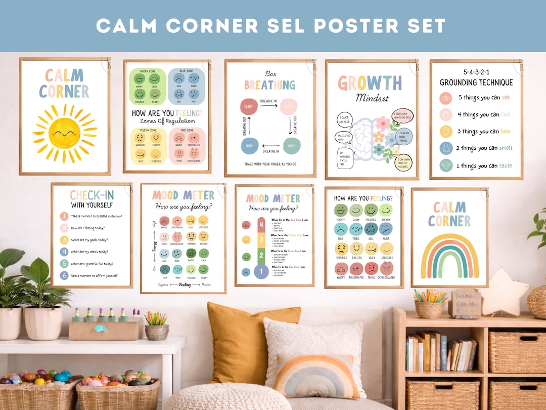 Boho Calm Corner Poster Set | Neutral SEL Classroom Decor | Calm Colors ...