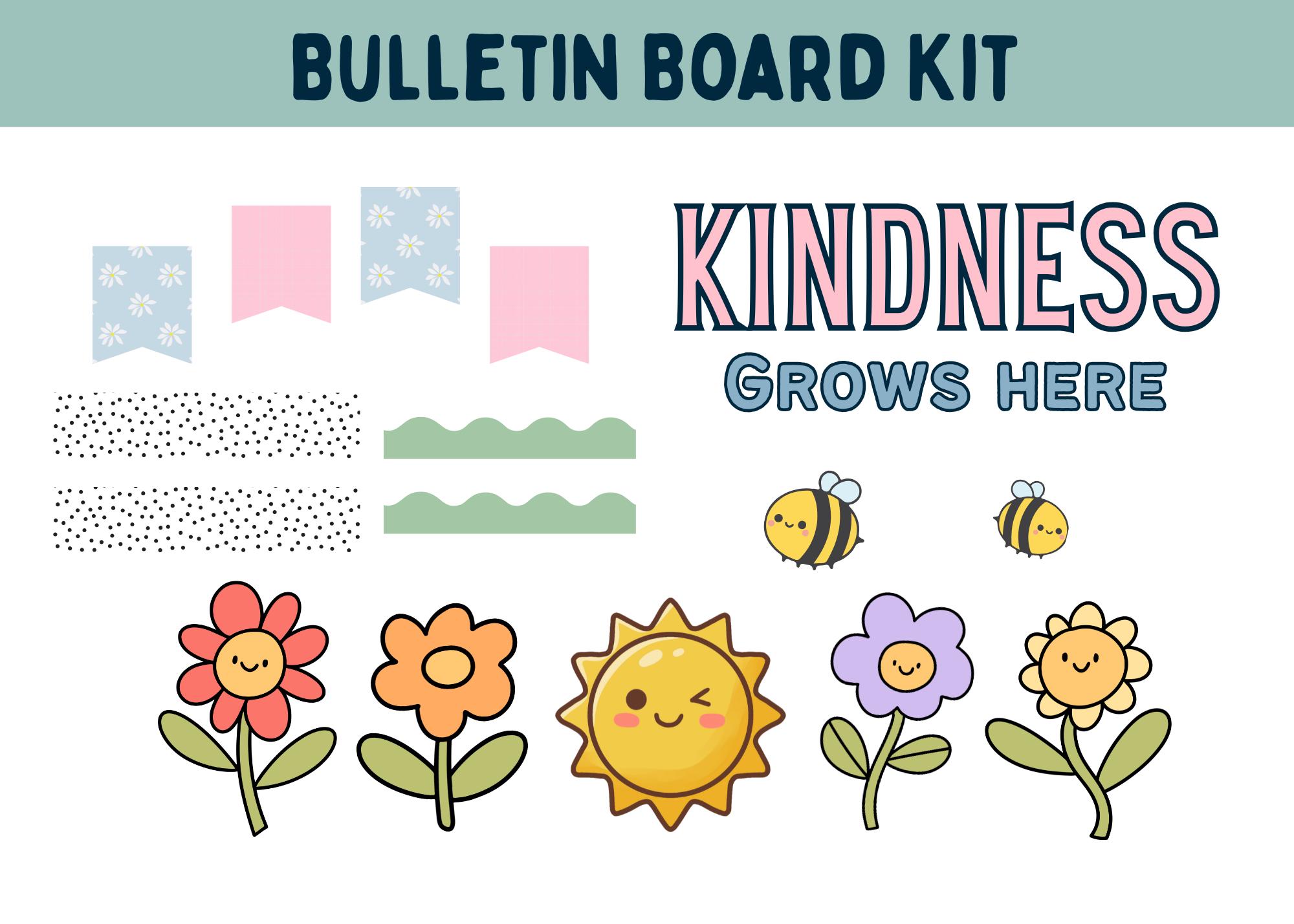 Kindness Grows Here Bulletin Board Kit Spring Garden Classroom Decor ...