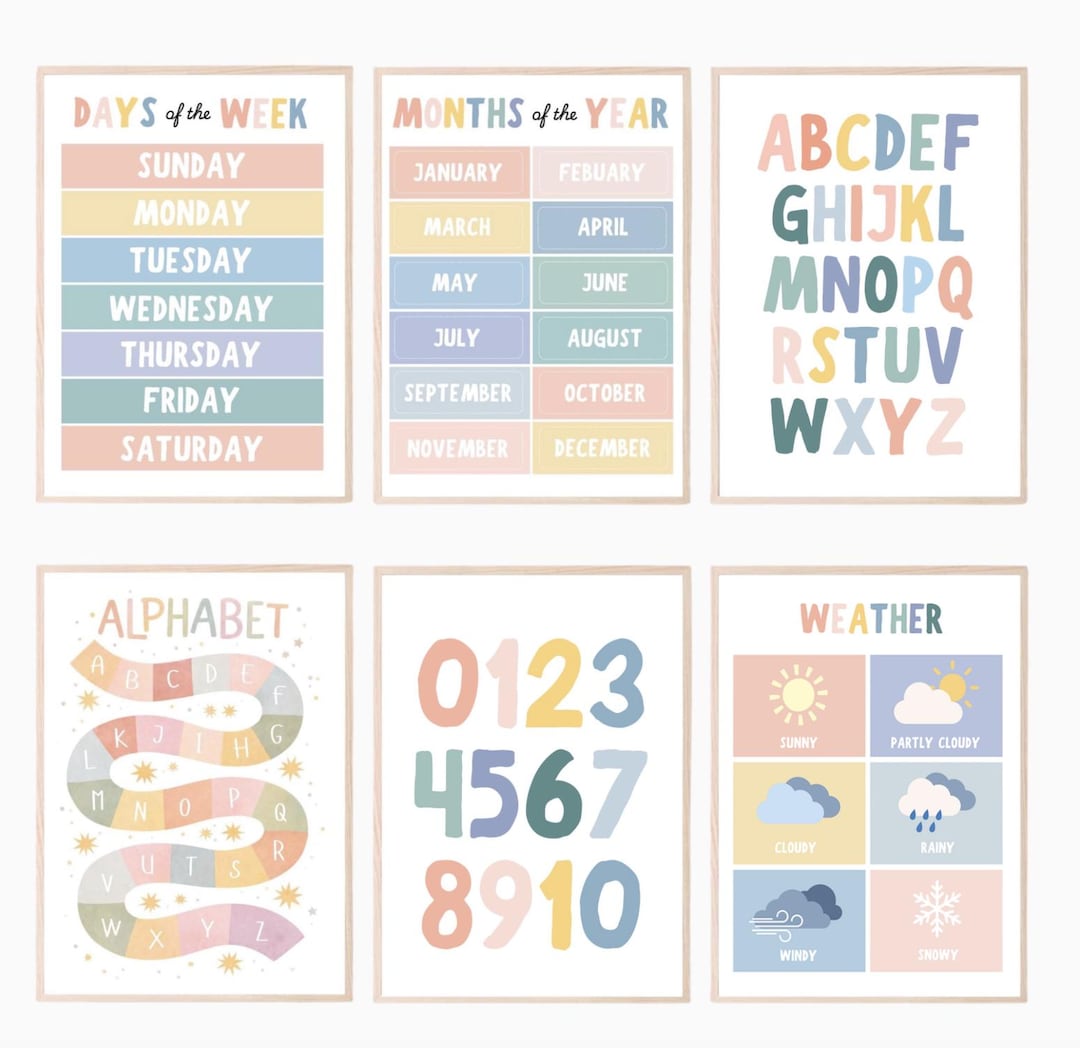 6 Educational Posters | Boho Calm Pastel Pink Classroom Decor | Early ...