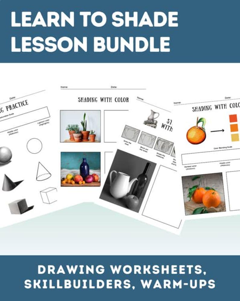 Shading Worksheets Bundle | 10 Mini Lessons Drawing, Shading, Value ...