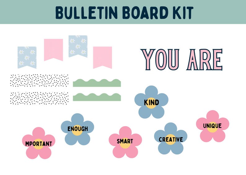 You Are Affirmations Bulletin Board Kit Flower Garden Classroom Decor ...