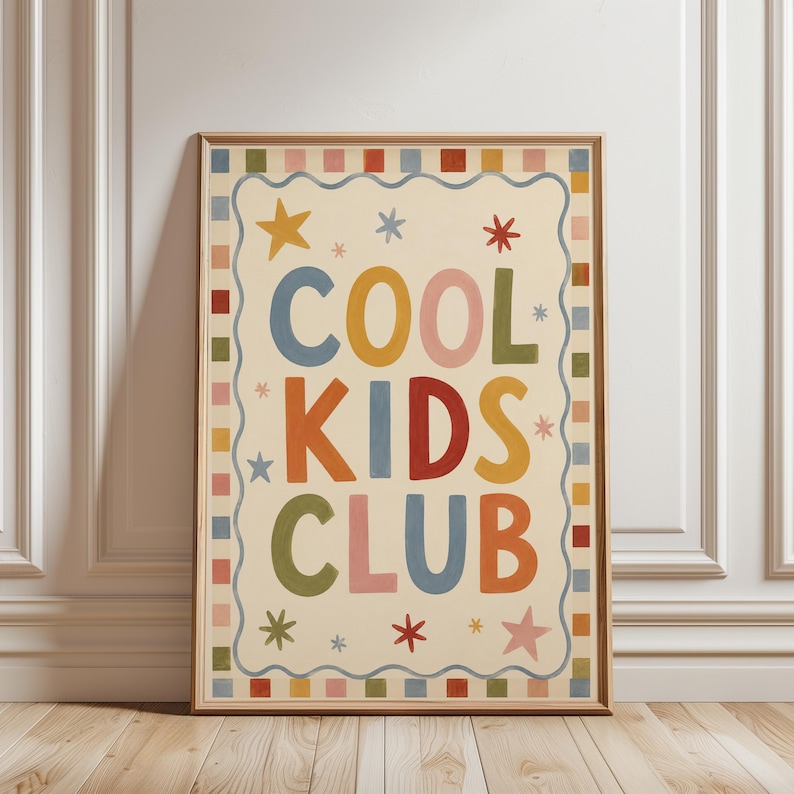Cool Kids Club Poster, Retro Kids Room Decor, Playroom Wall Art ...