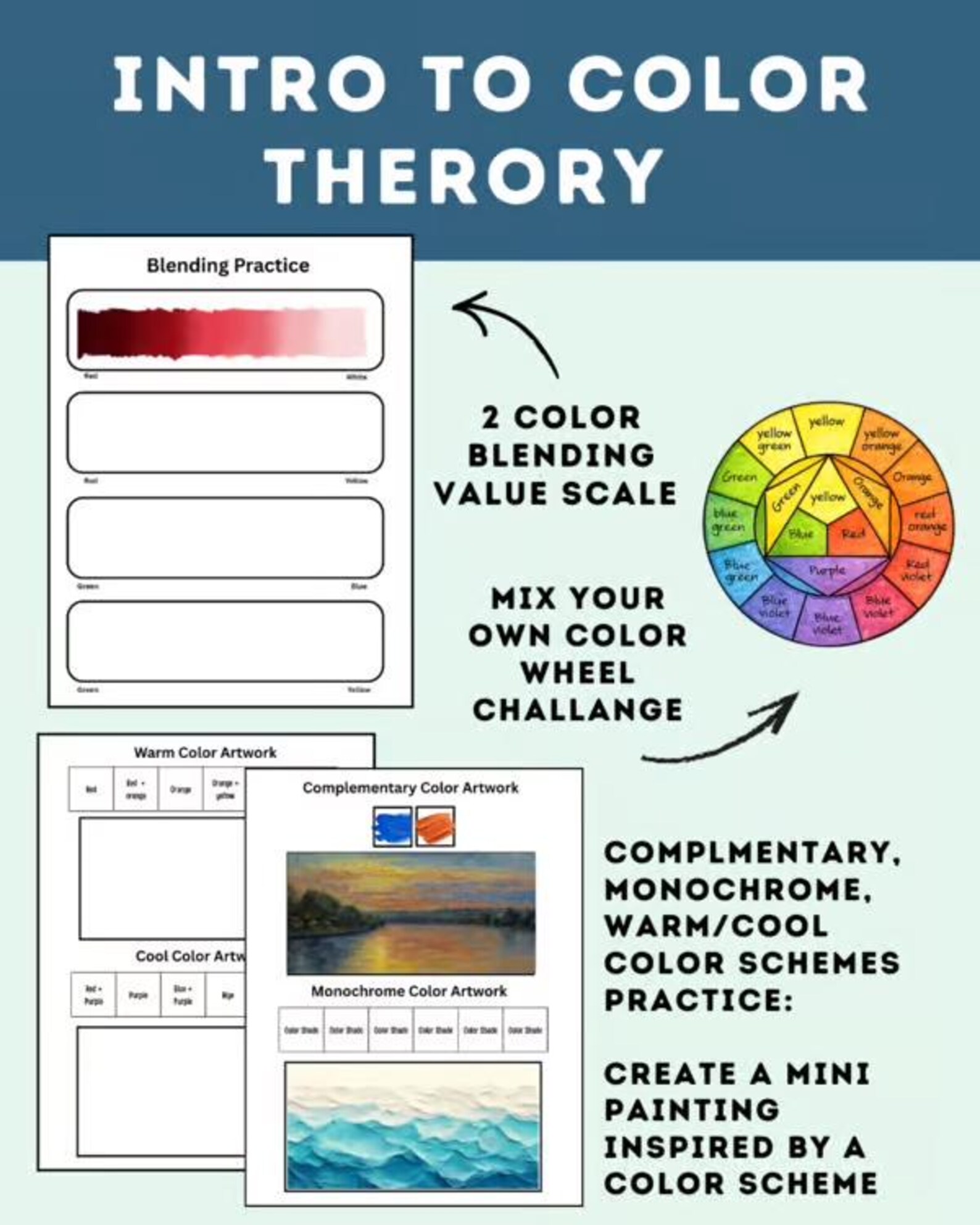 Color Theory Lessons Worksheets | Color Mixing Blending Skill Builders ...