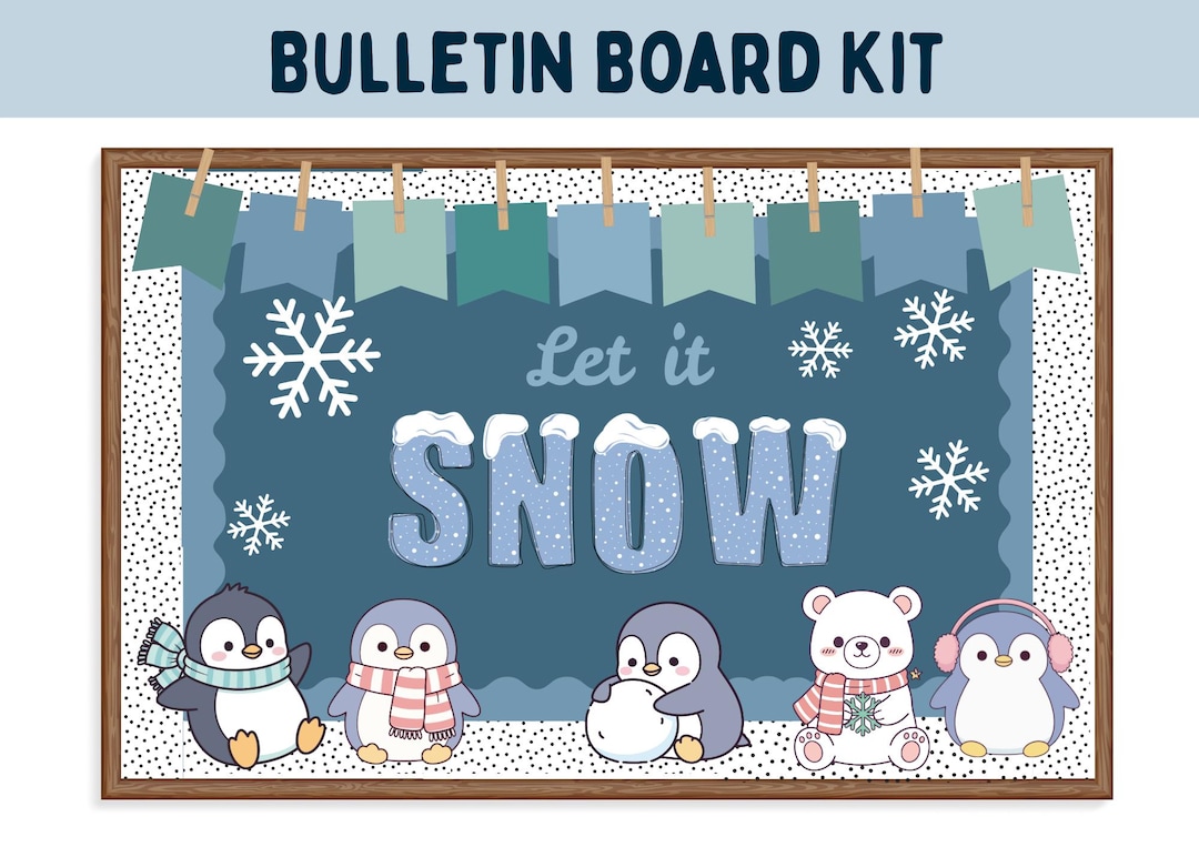 Let It Snow Bulletin Board, Winter Classroom Decor, Cute Winter Animals ...