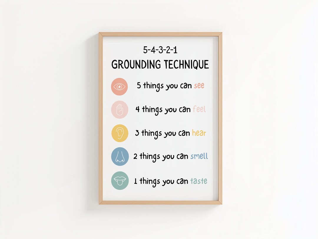 Calm Corner SEL Decor | 3-2-1 Grounding Technique Poster | Anxiety ...