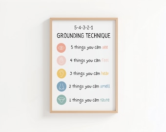 Calm Corner SEL Decor | 3-2-1 Grounding Technique Poster | Anxiety ...