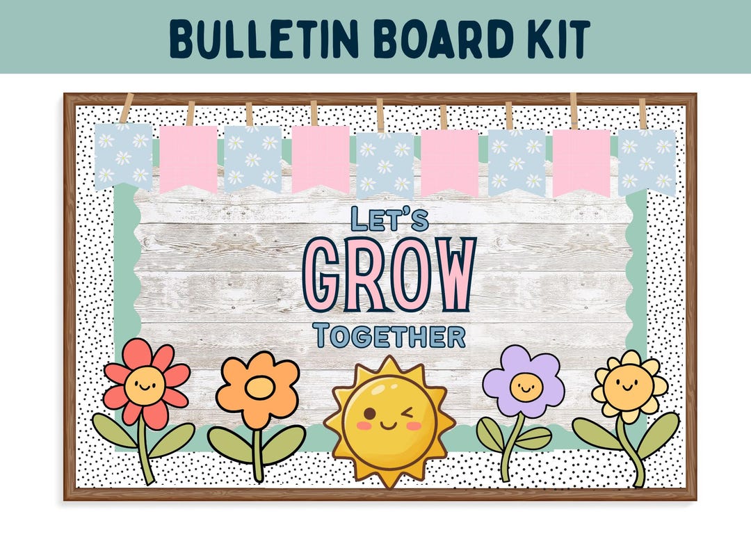 Lets Grow Together Bulletin Board Kit Spring Garden Classroom Decor ...