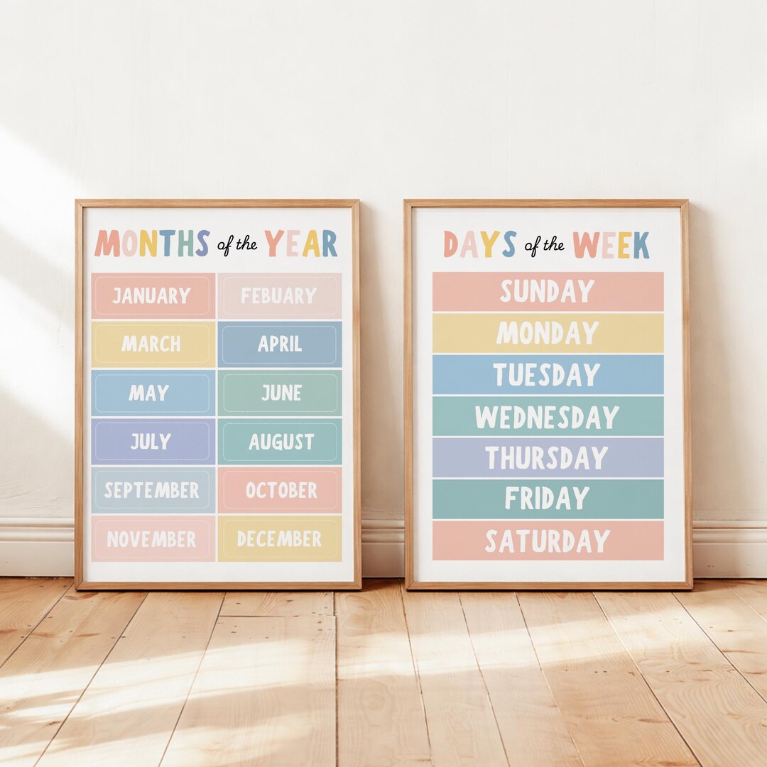 Buy Days of the Week Months of the Year Weather Posters Set of 3 Boho ...