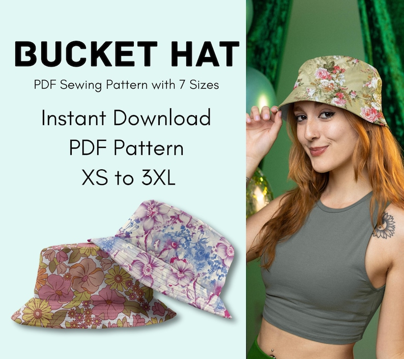 Easy Bucket Hat Sewing Pattern, Sizes XS to XXXL (PDF Pattern) - Etsy