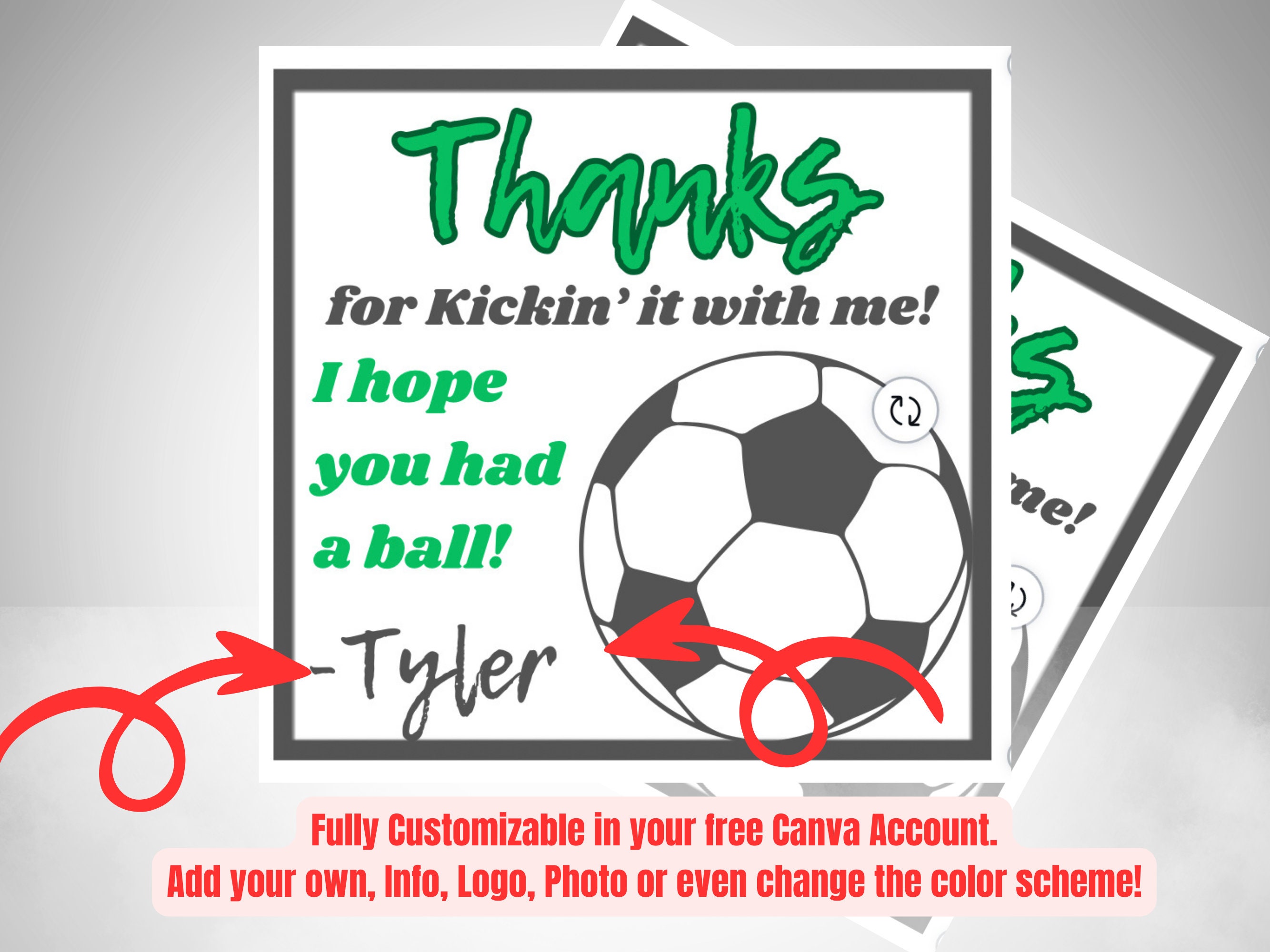 Soccer Birthday Party Favor Thank You Gift Tag- Thanks for Kicking It ...