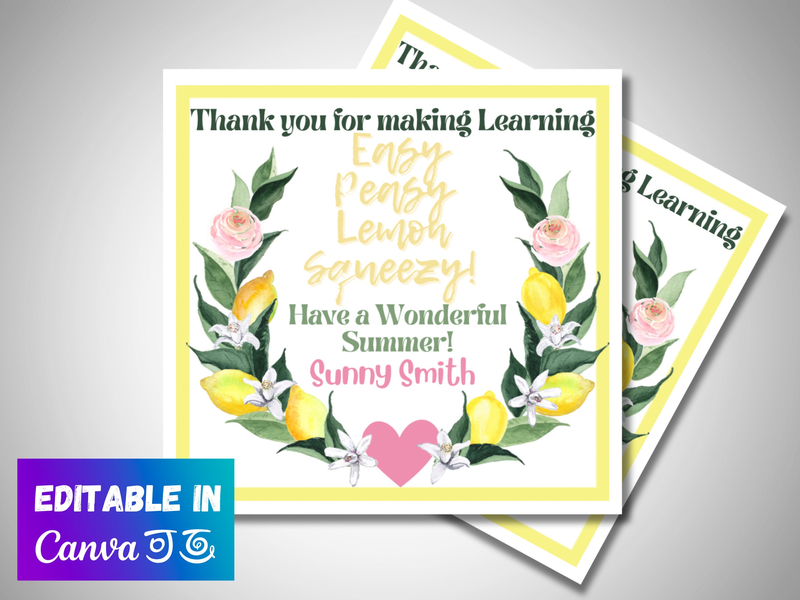 Teacher Appreciation Gift Tag Template End of Year Gift Tag Instant ...