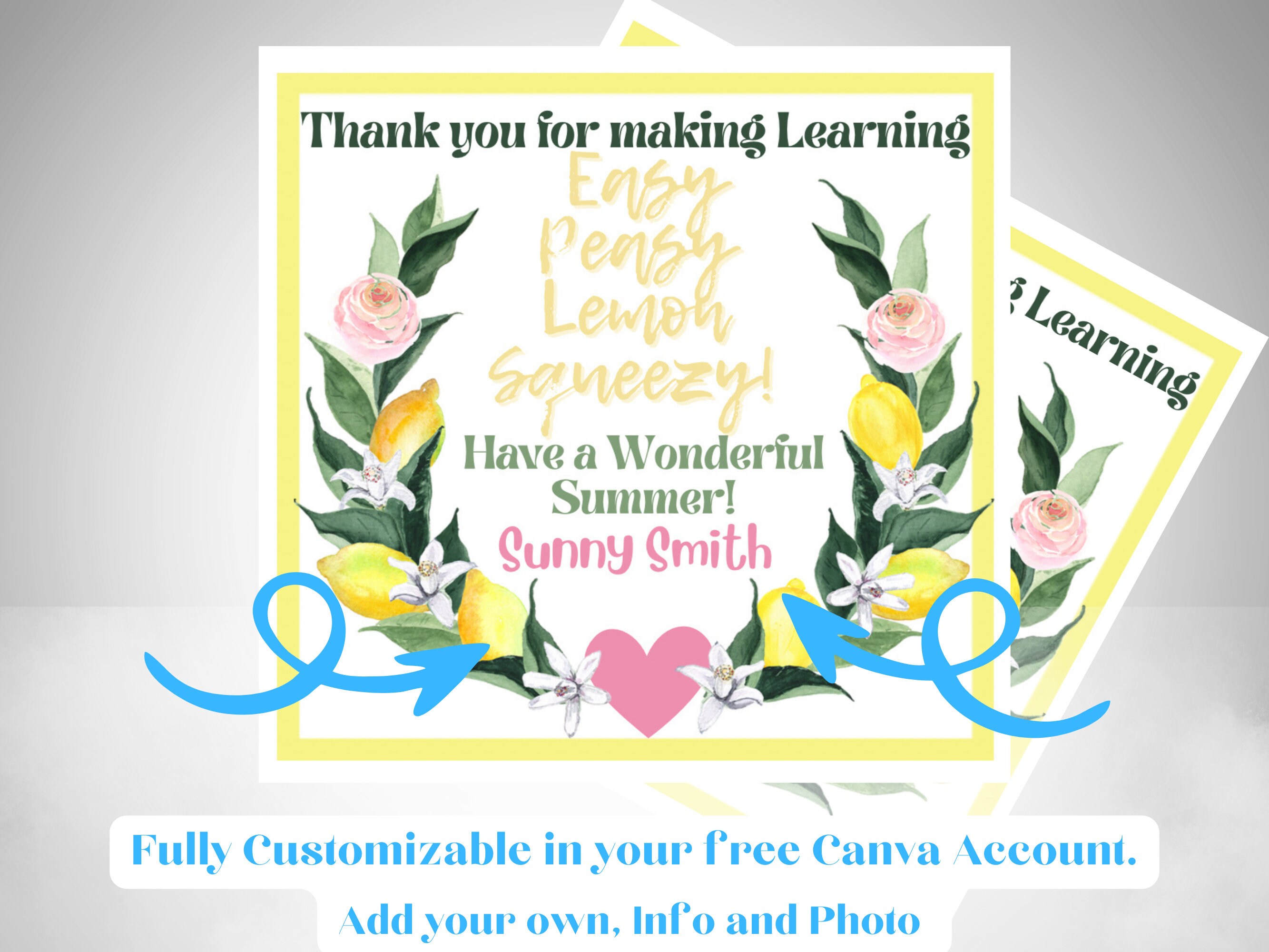 Teacher Appreciation Gift Tag Template End of Year Gift Tag Instant ...