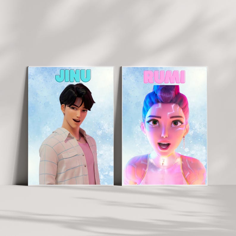 Poster Rumi et Jinu K-Pop Demon Hunters, fan art inspiré des dessins ...