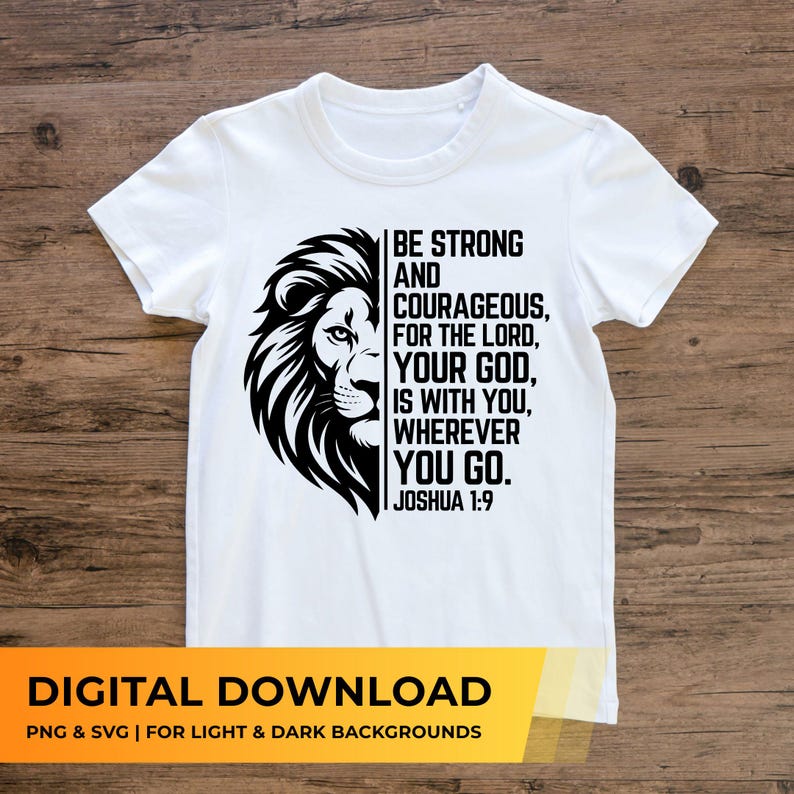 Joshua 1:9 Lion Bible Verse PNG SVG | Christian Design (digital ...