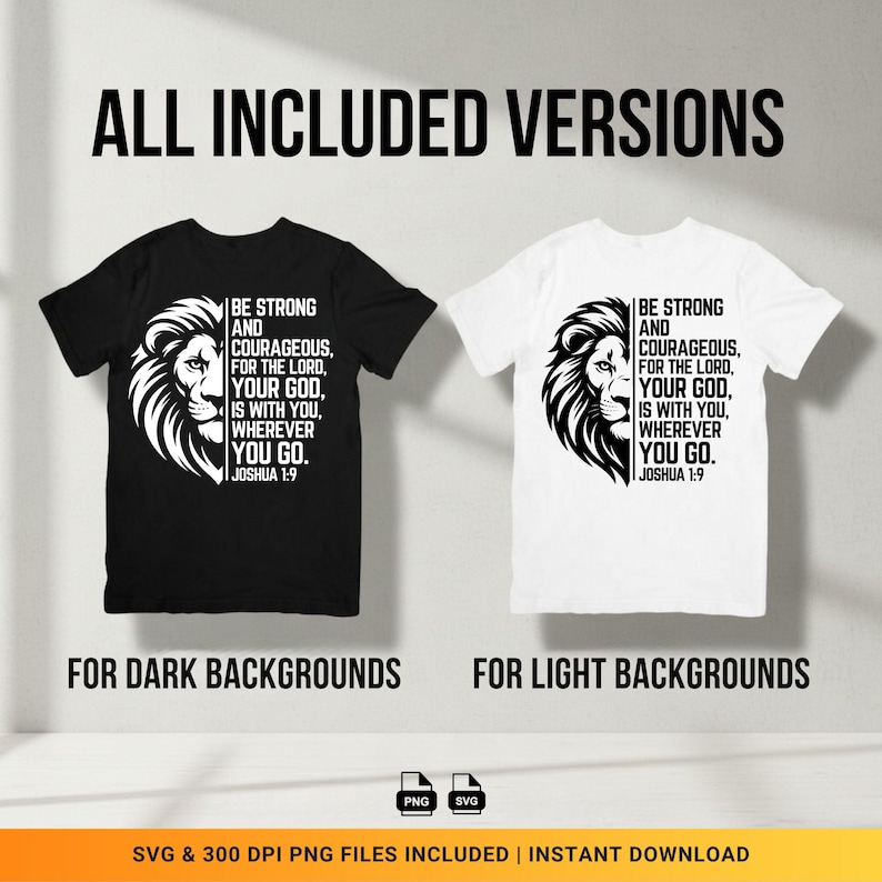 Joshua 1:9 Lion Bible Verse PNG SVG | Christian Design (digital ...