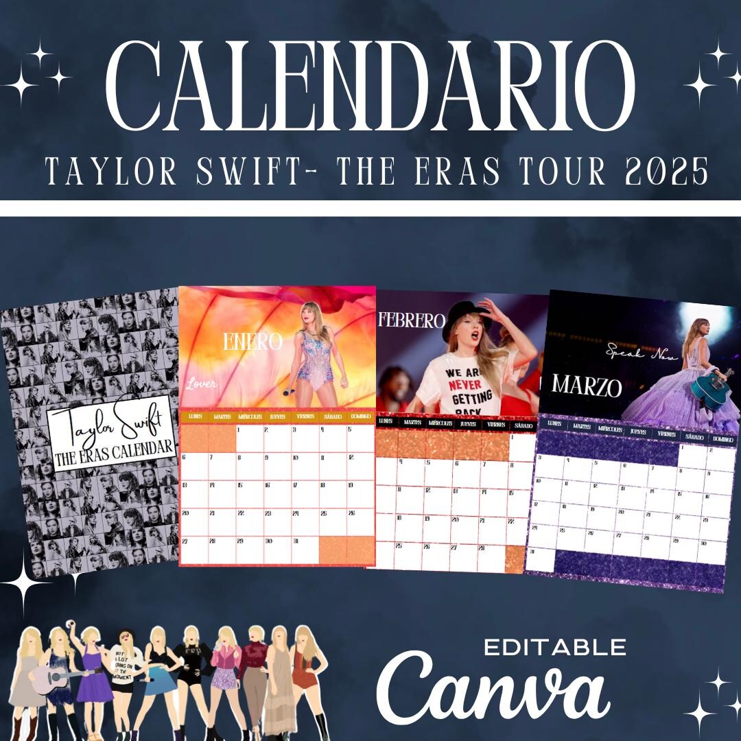 Editable 2025 Taylor Swift Calendar in Canva | the Eras Tour | A4 ...