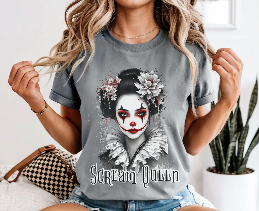 Scream Queen, Gothic T-shirt, Clown Face Geisha Girl, - Etsy