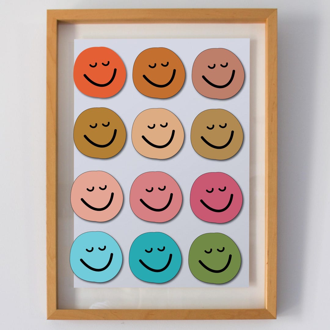 Retro Wall Art,smiley Face Print,retro Smiley Face Poster,boho Wall Art ...