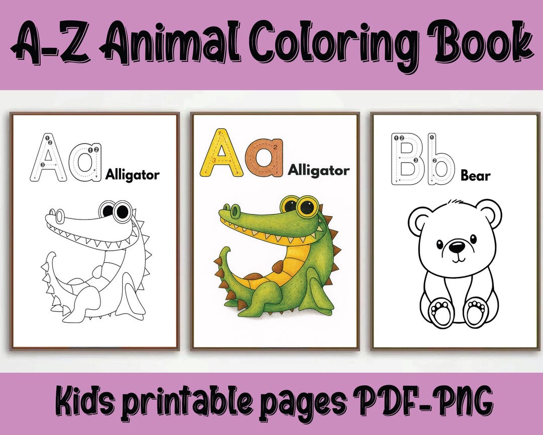 A–Z Animal Alphabet Coloring Book for Kids, ABC Learning Printable ...