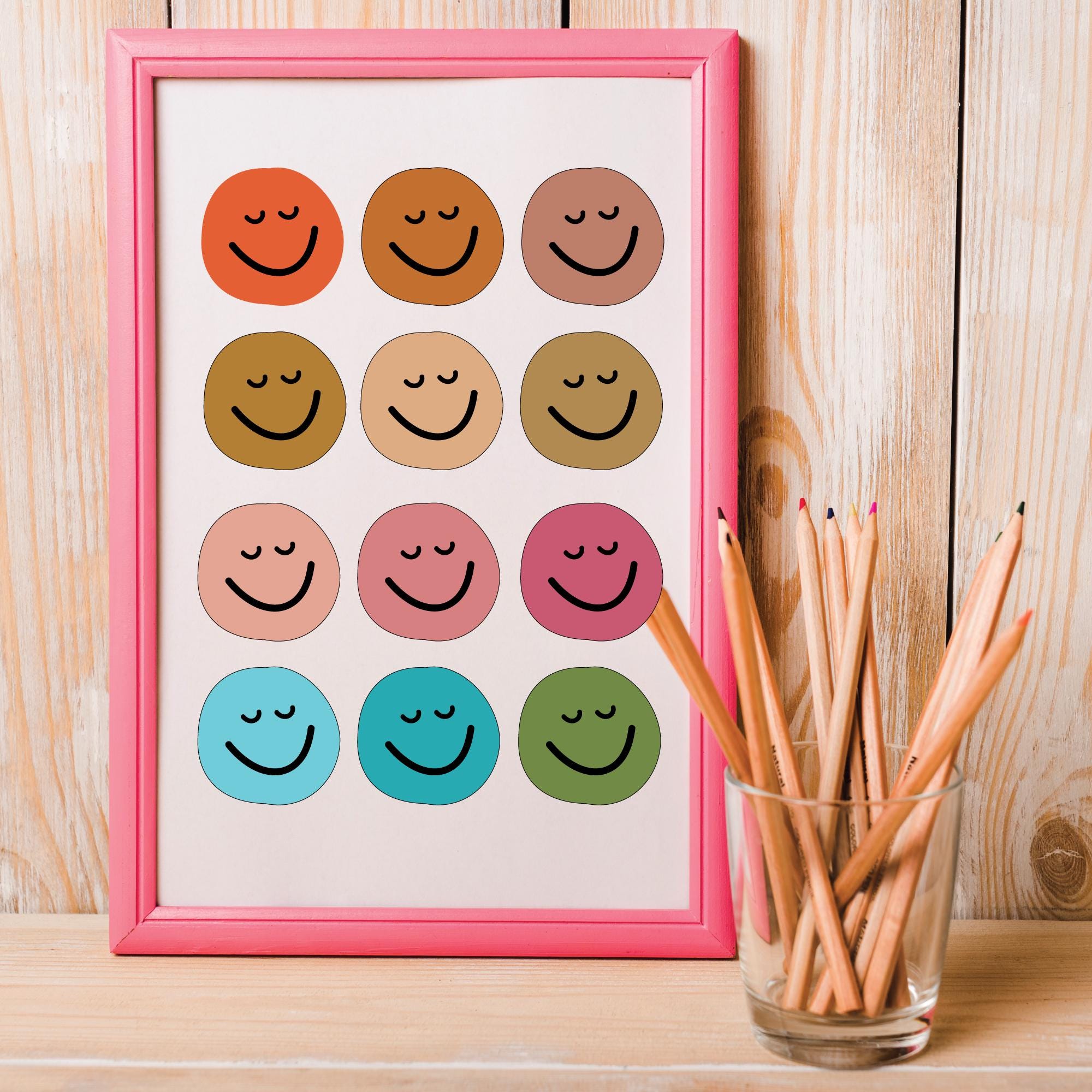 Retro Wall Art,smiley Face Print,retro Smiley Face Poster,boho Wall Art ...