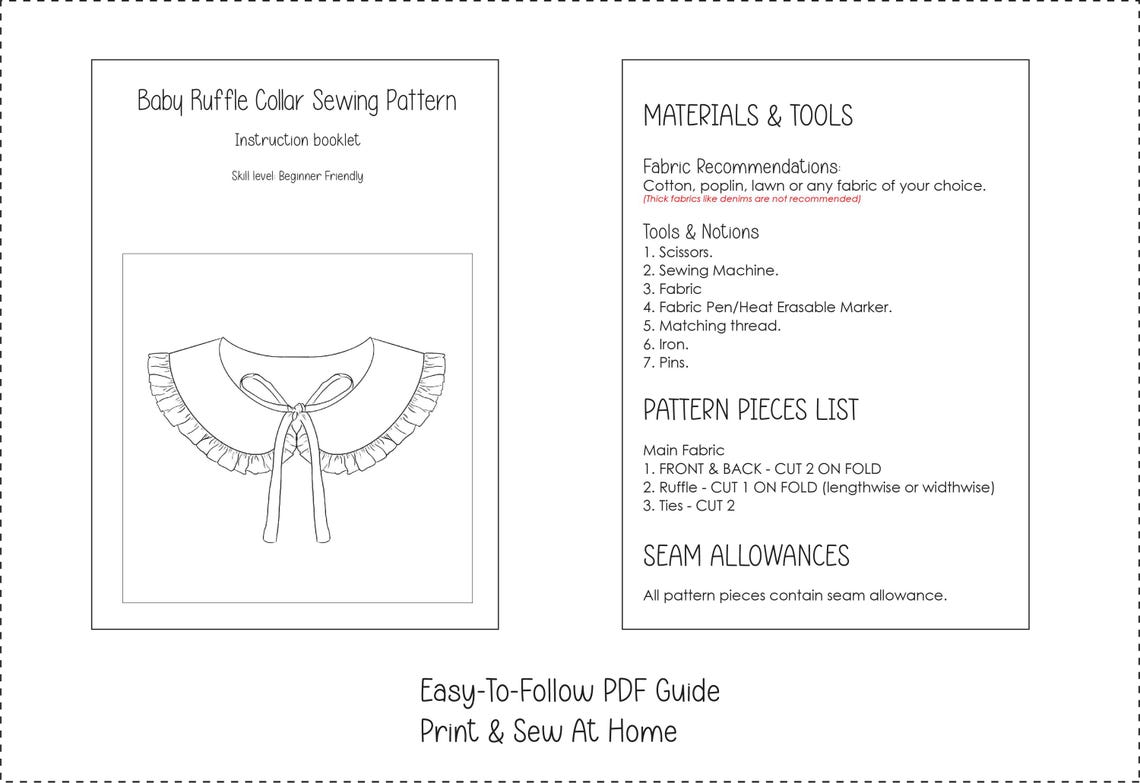 Easy Peter Pan Collar Pattern, Baby Ruffle Collar Sewing Pattern PDF ...