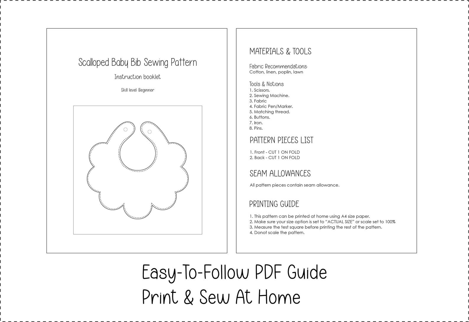 Scallop Baby Bib Sewing Pattern Beginner-friendly A4 and Letter - Etsy