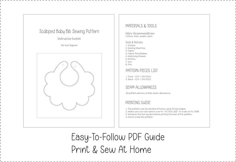 Scallop Baby Bib Sewing Pattern Beginner-friendly A4 and Letter - Etsy