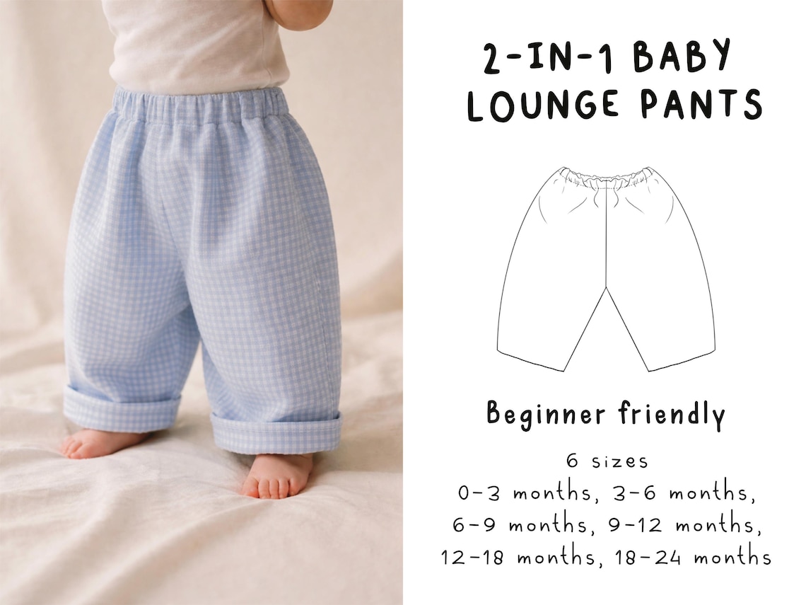 Baby Lounge Pants Sewing Pattern PDF, Baby Trouser Pattern, Baby Pants ...