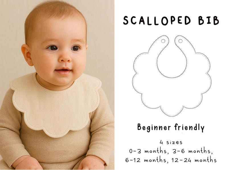 Scallop Baby Bib Sewing Pattern Beginner-friendly A4 and Letter - Etsy