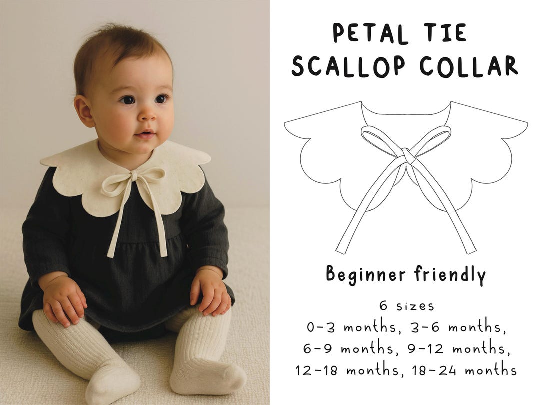 Petal Tie Scallop Collar Sewing Pattern, Infant Detachable Collar ...
