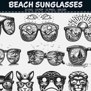 Beach Sunglasses SVG Bundle – 33 Summer Cliparts (PNG, PDF) - Etsy