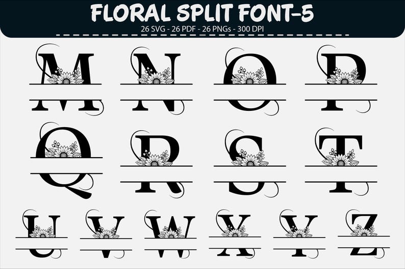 Elegant Swash Monogram SVG Alphabet: A-Z Cut Files (PDF, PNG) - Etsy