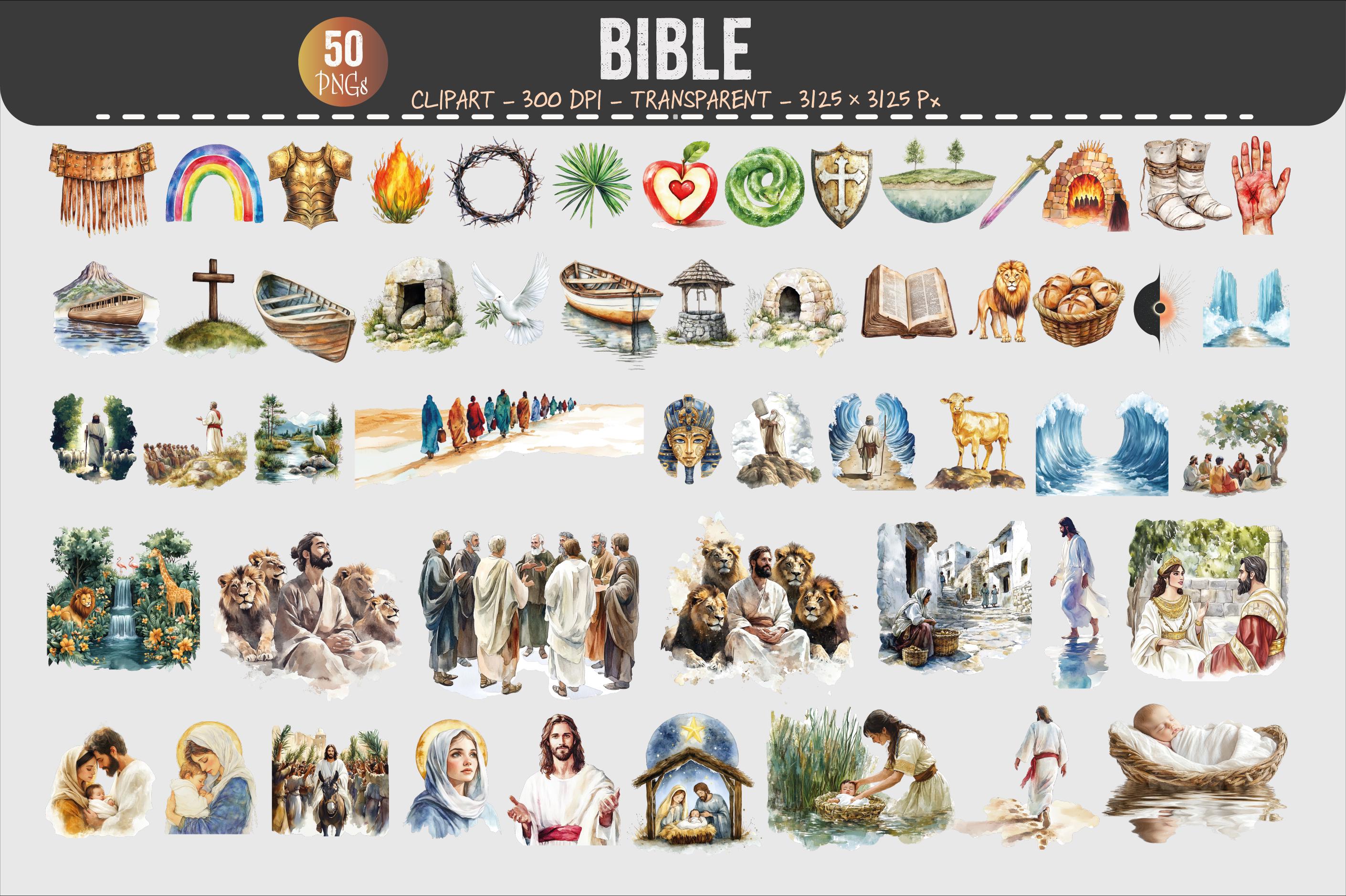 Bible Clipart Bundle Christian Illustration PNG Set Biblical Symbols ...
