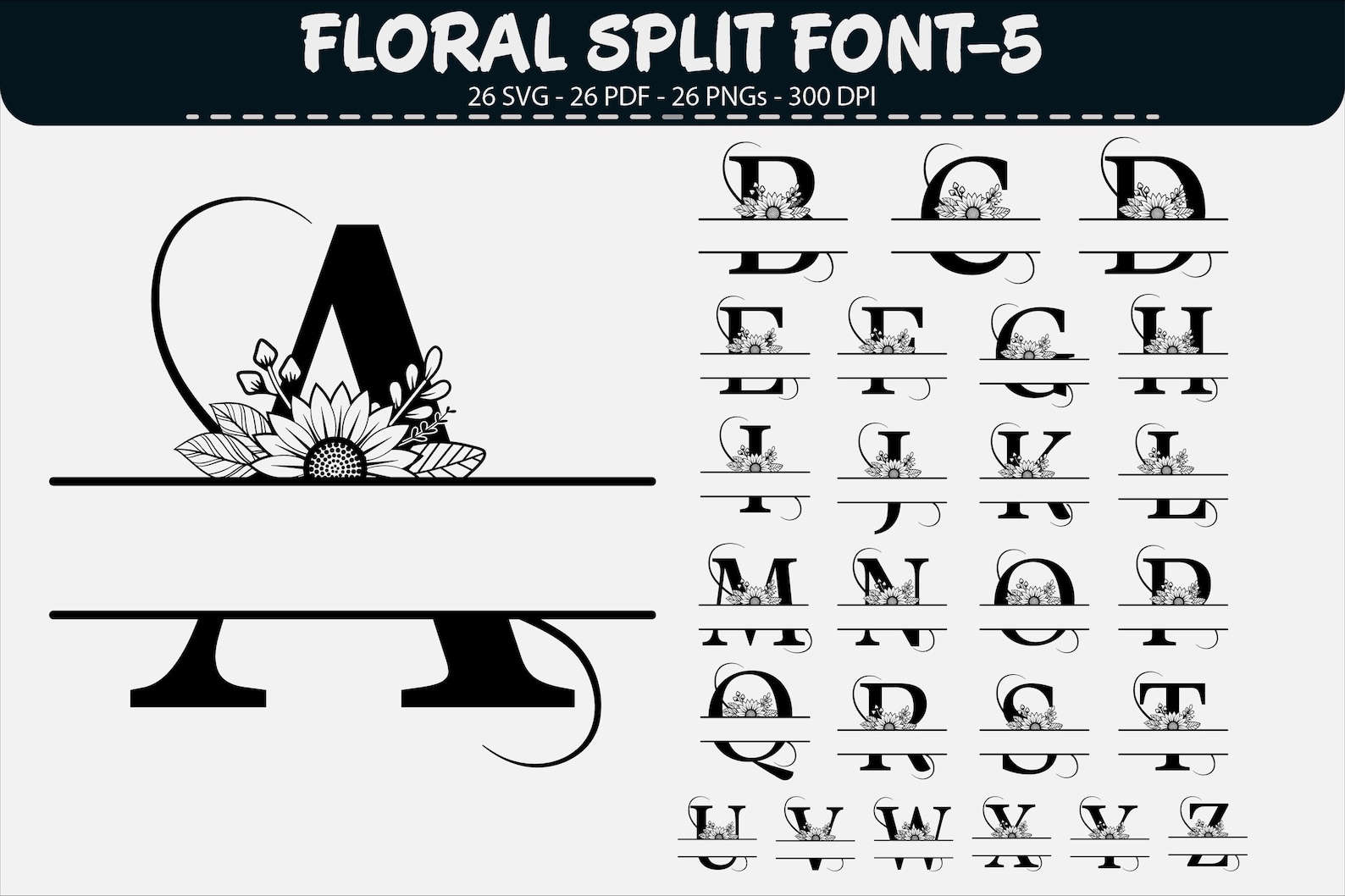 Elegant Swash Monogram SVG Alphabet: A-Z Cut Files (PDF, PNG) - Etsy