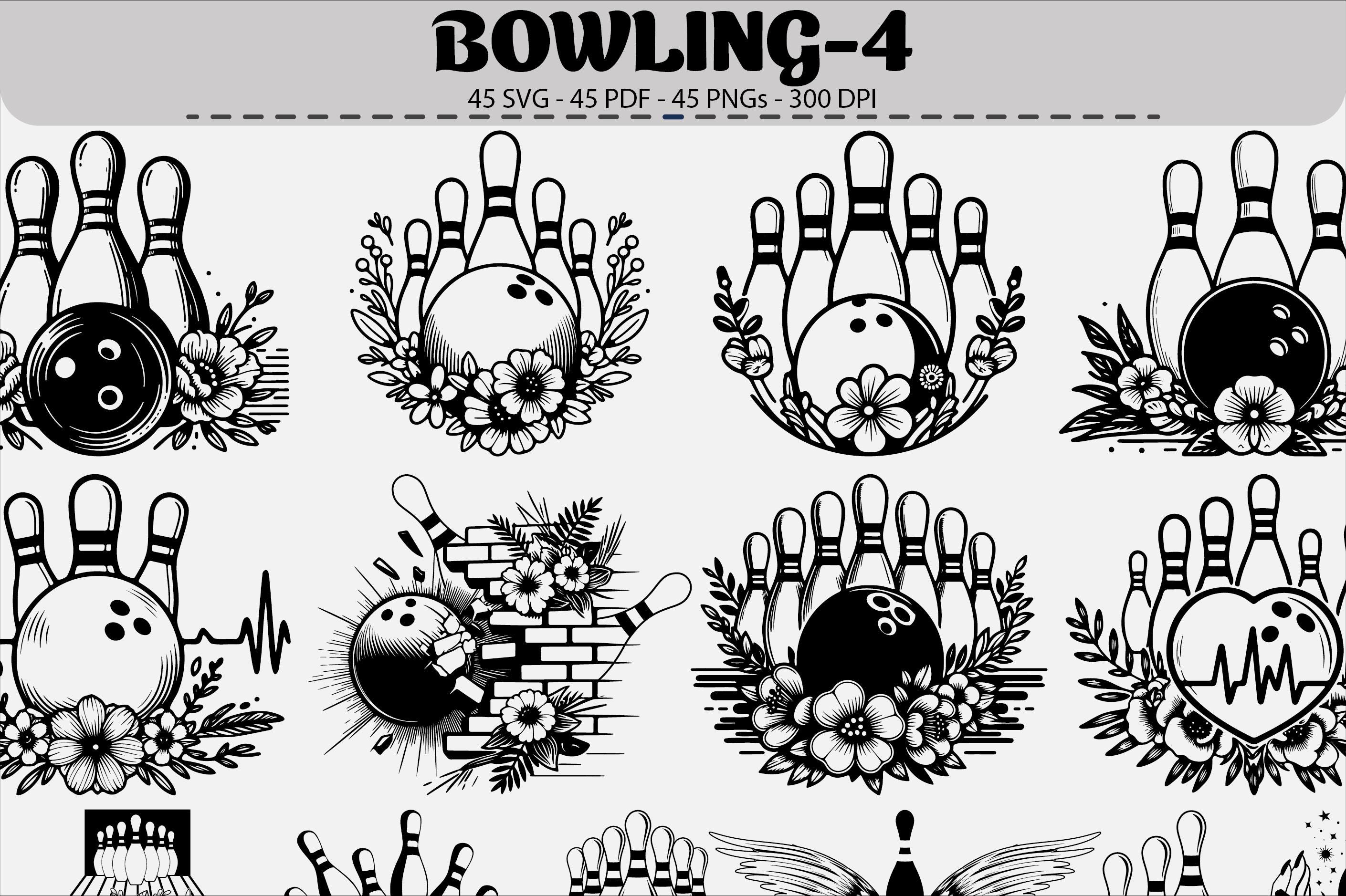 Bowling Clipart Bundle: Retro Strike Designs (SVG, PNG, PDF) for Cricut ...