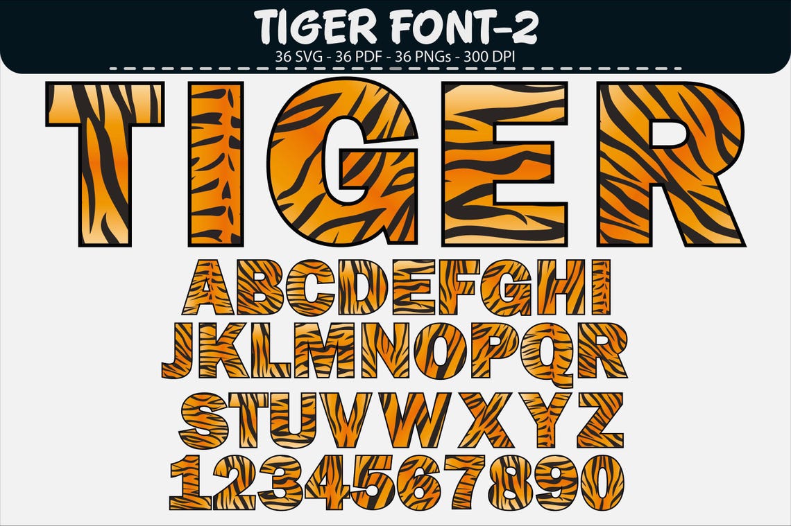 Tiger Print Alphabet Font SVG PNG PDF Full Letter Set - Etsy