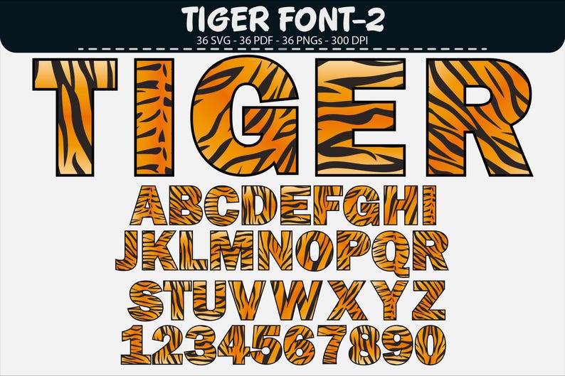 Tiger Print Alphabet Font SVG PNG PDF Full Letter Set - Etsy