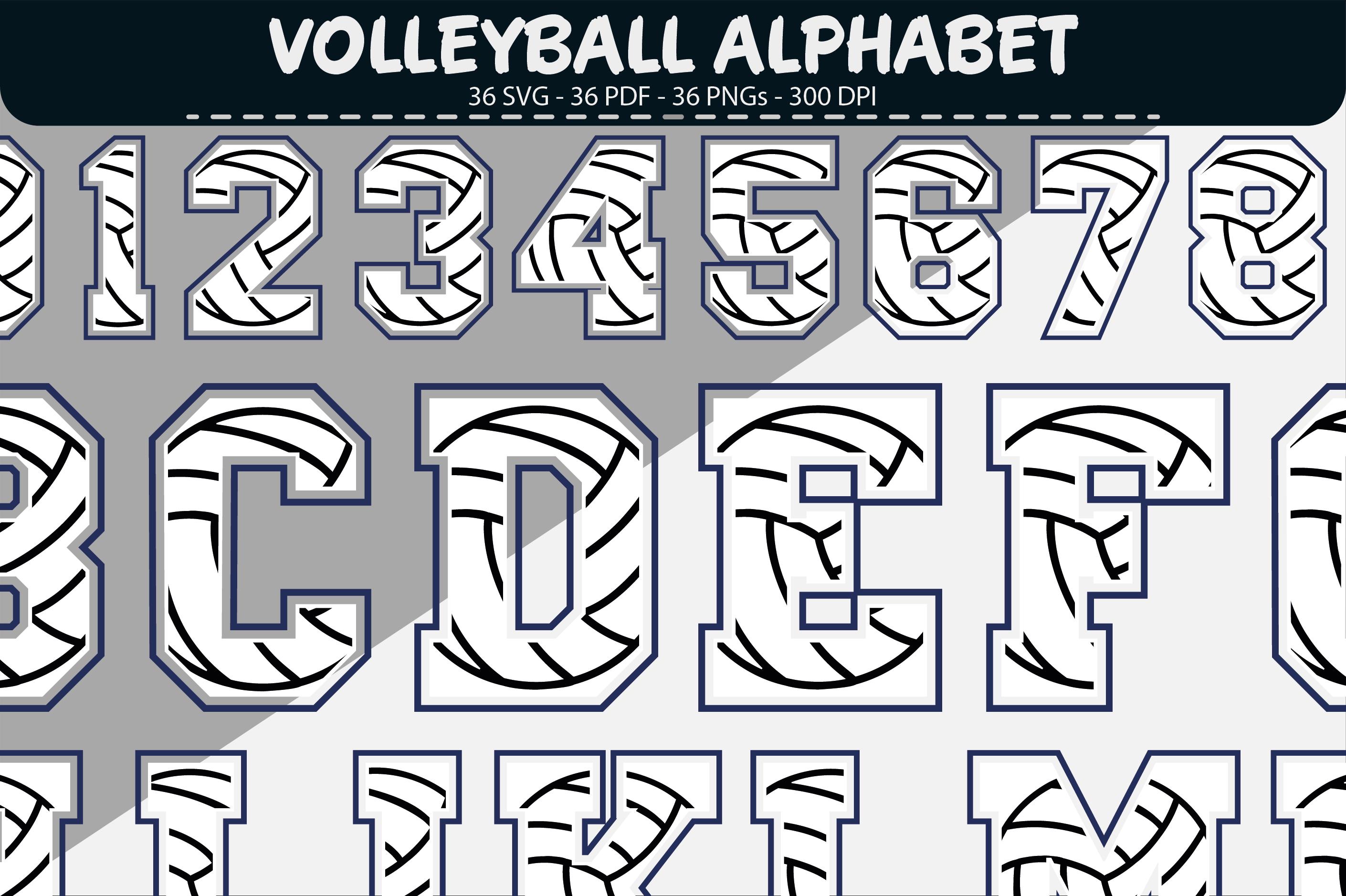 Volleyball Alphabet SVG: Sports Letters & Numbers Clipart (digital ...